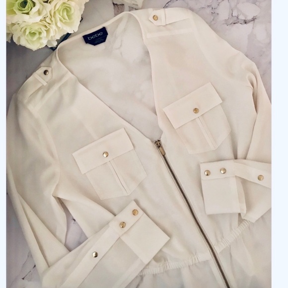 bebe | Tops | Beautiful Bebe Blouse With Gold Accents S | Poshmark